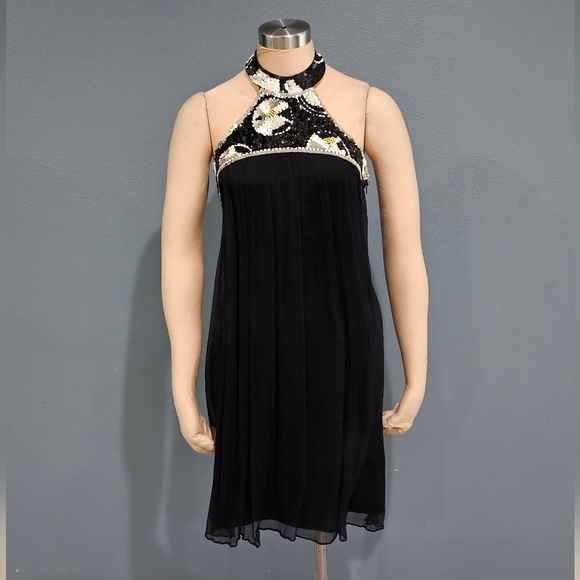 Nina Austin | Dresses | Vintage 9s Nina Austin Black Silk Chiffon ...